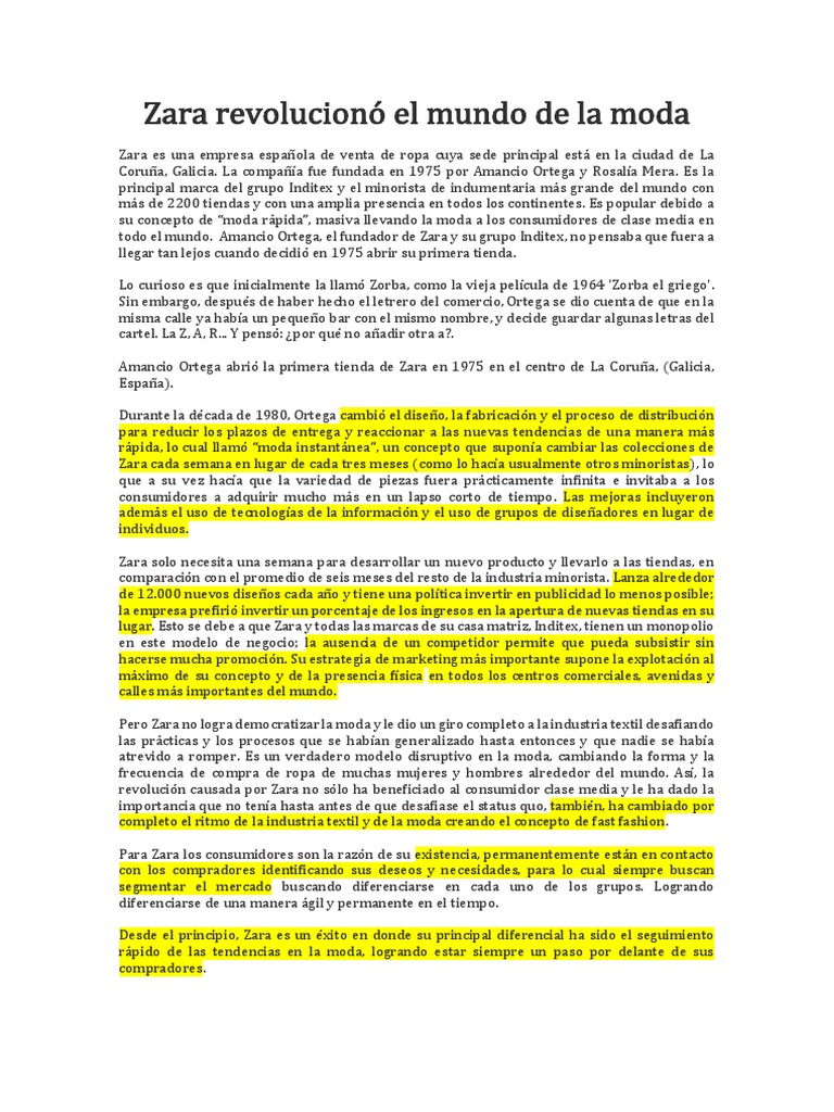 Zara Revolucionó El Mundo de La Moda | PDF | Marca | Moda