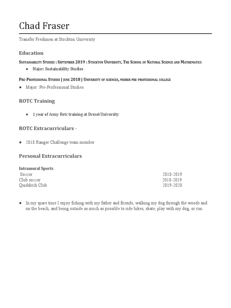 Chad Fraser Resume | PDF