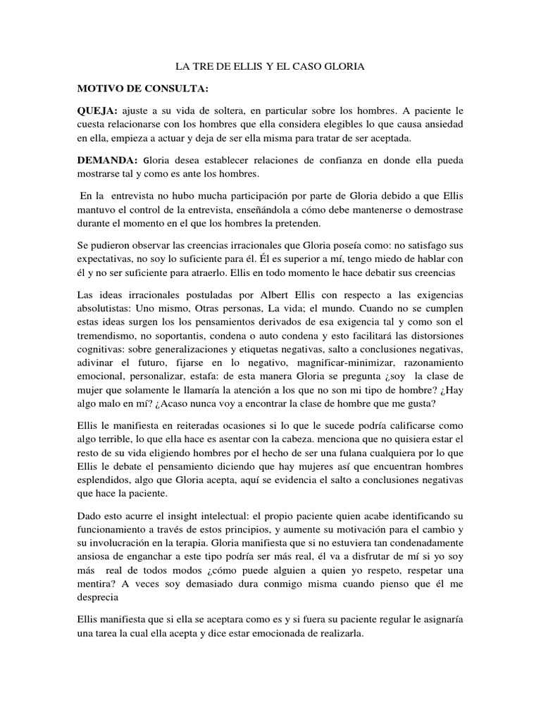 La Tre de Ellis y El Caso Gloria | PDF | Terapia racional de ...