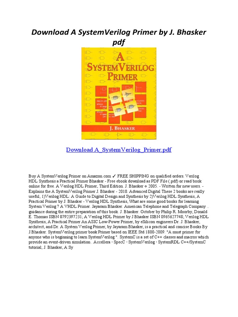 A Systemverilog Primer by J. Bhasker PDF | PDF