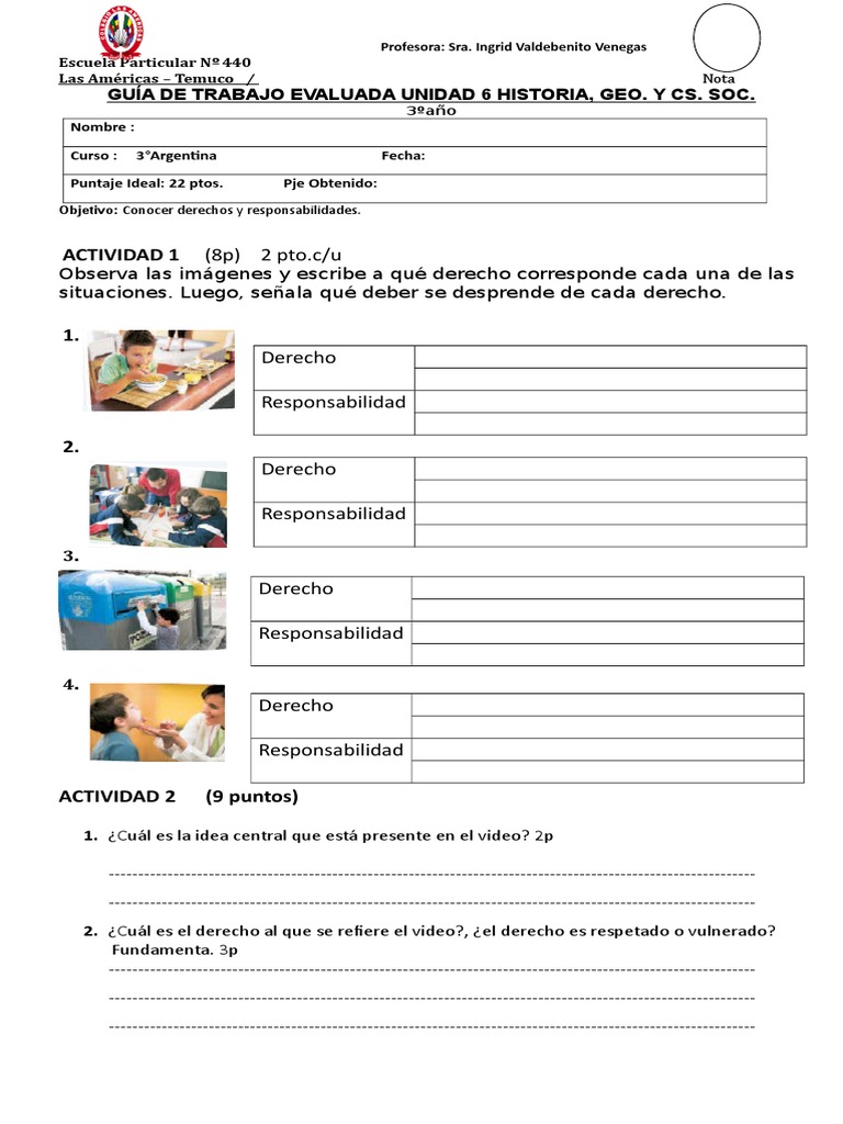 Guia de Trabajo Evaluada Unidad 7 | PDF