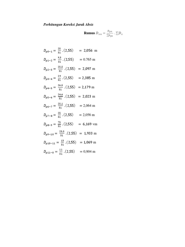 Perhitungan Koreksi Jarak Absis | PDF