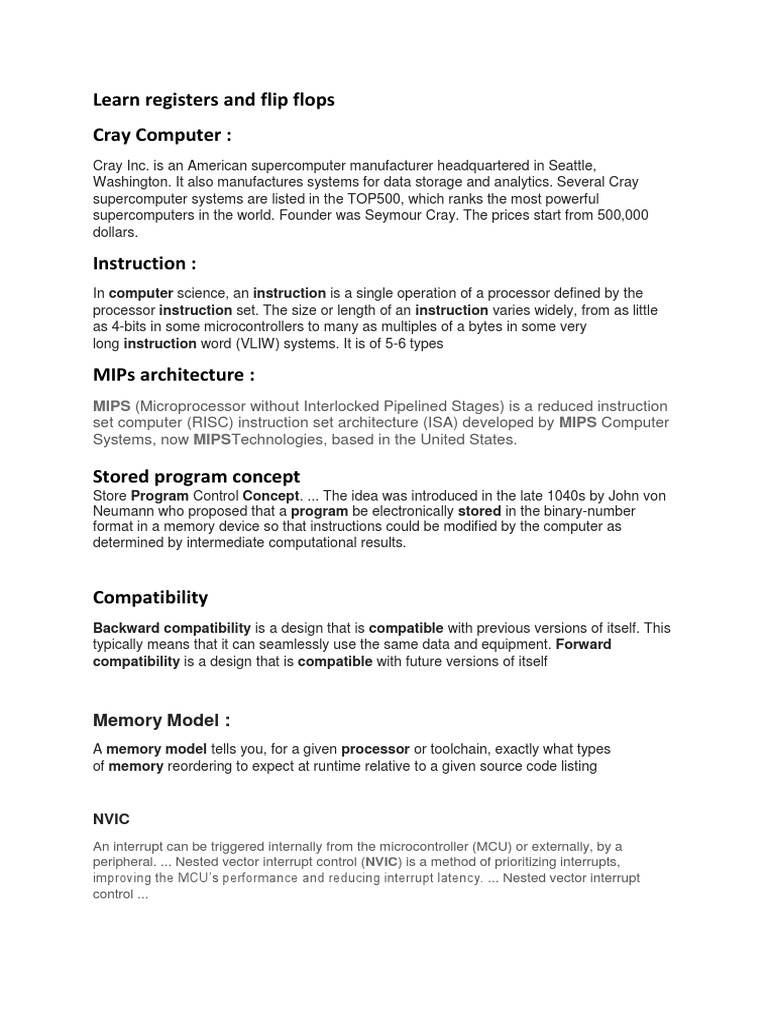 Learn Registers and Flip Flops Cray Computer:: Mips Mips Mips | PDF ...