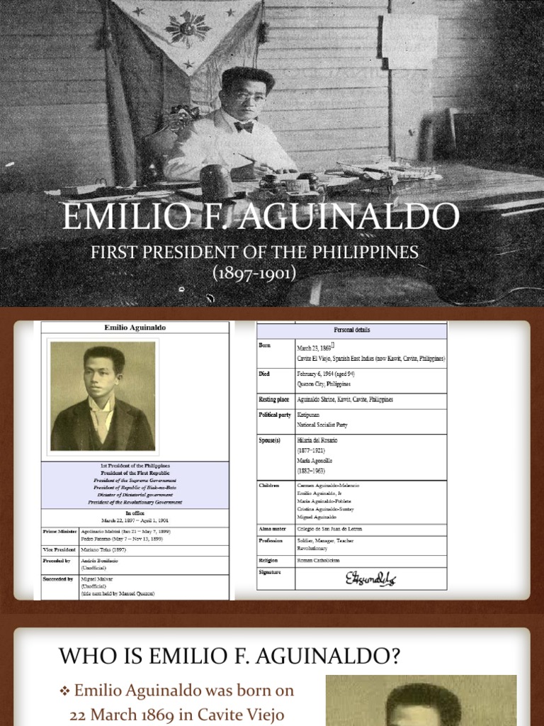 Emilio F. Aguinaldo: First President of The Philippines (1897-1901 ...
