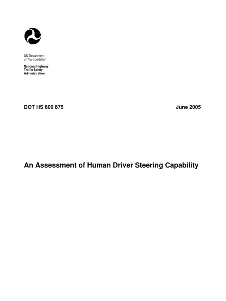 An Assessment of Human Driver Steering Capability: DOT HS 809 875 June ...