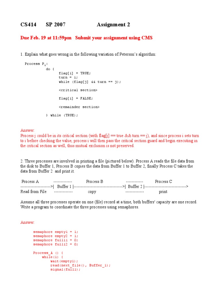 Cs414 Sp 2007 Assignment 2 Due Feb 19 At 11 59pm Submit Your Assignment Using Cms Pdf