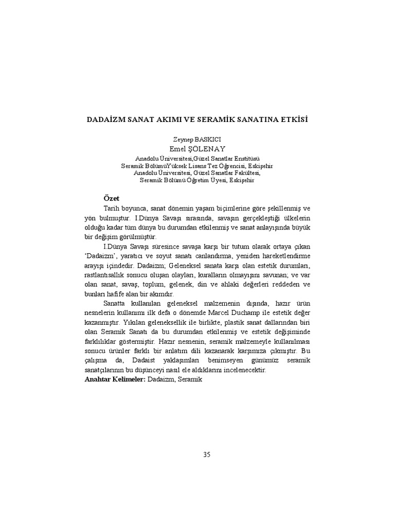 Dada ZM Sanat Akimi Ve Seram K Sanatina Etk S (#33228) - 28711 | PDF