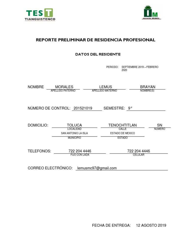 Reporte Preliminar Residencia Profesional | PDF | Agitación