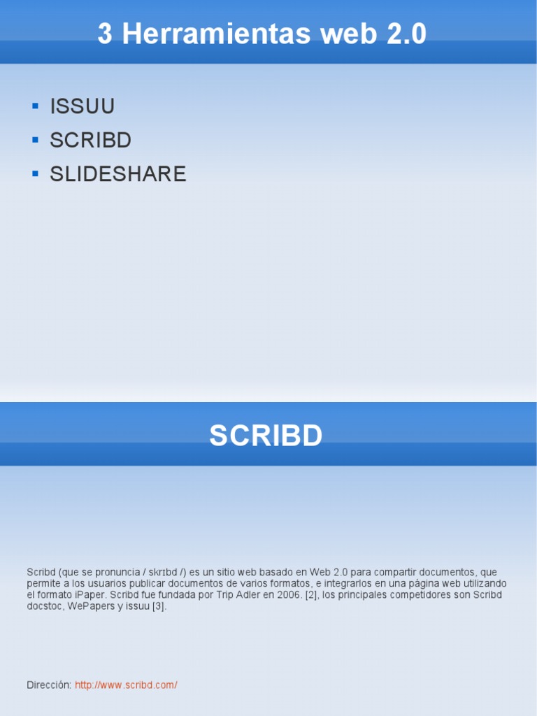 Scribd, Slideshare, Issuu | PDF