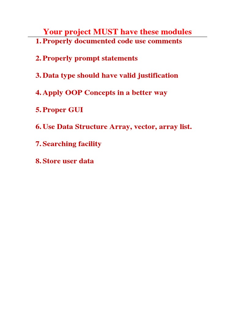 OOP Project Proposal Guidelines | PDF | Object Oriented Programming ...
