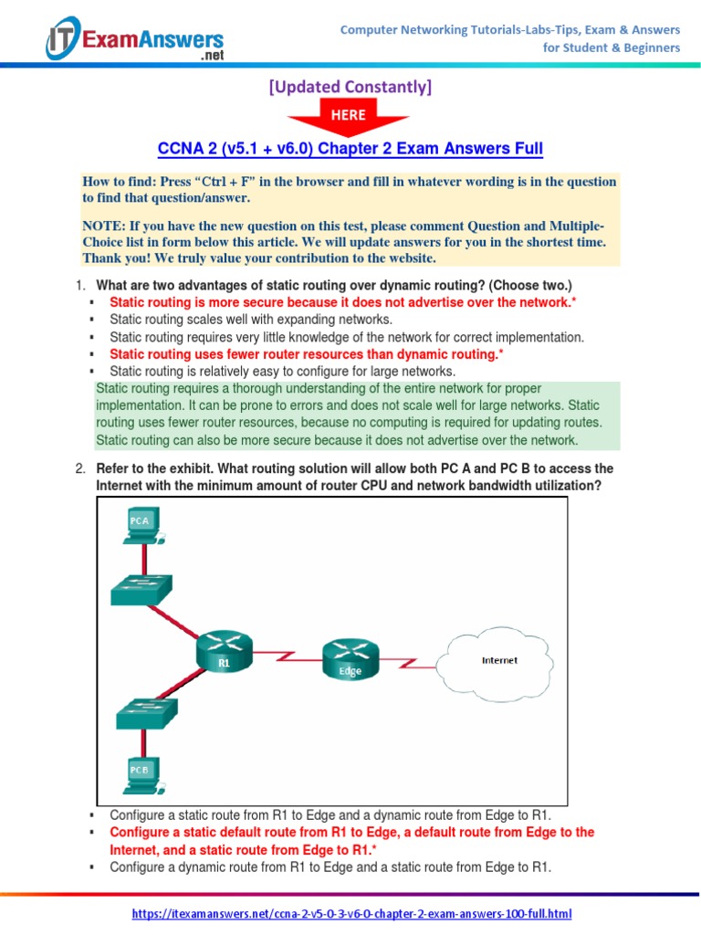 CCNA 2 (v5.1 + v6.0) Chapter 2 Exam Answers Full PDF | PDF | Ip Address | Router (Computing)