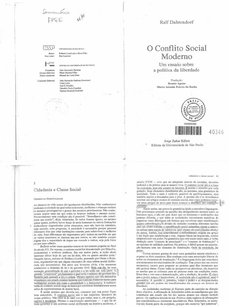 Livro - O Conflito Social Moderno - Ralf Dahrendorf PDF | PDF