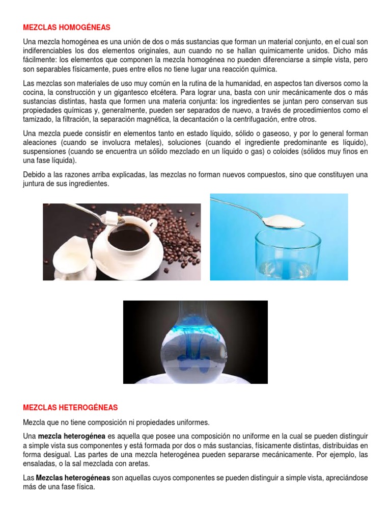 Que Son Las Mezclas Homogéneas | PDF | Mezcla | Coloide