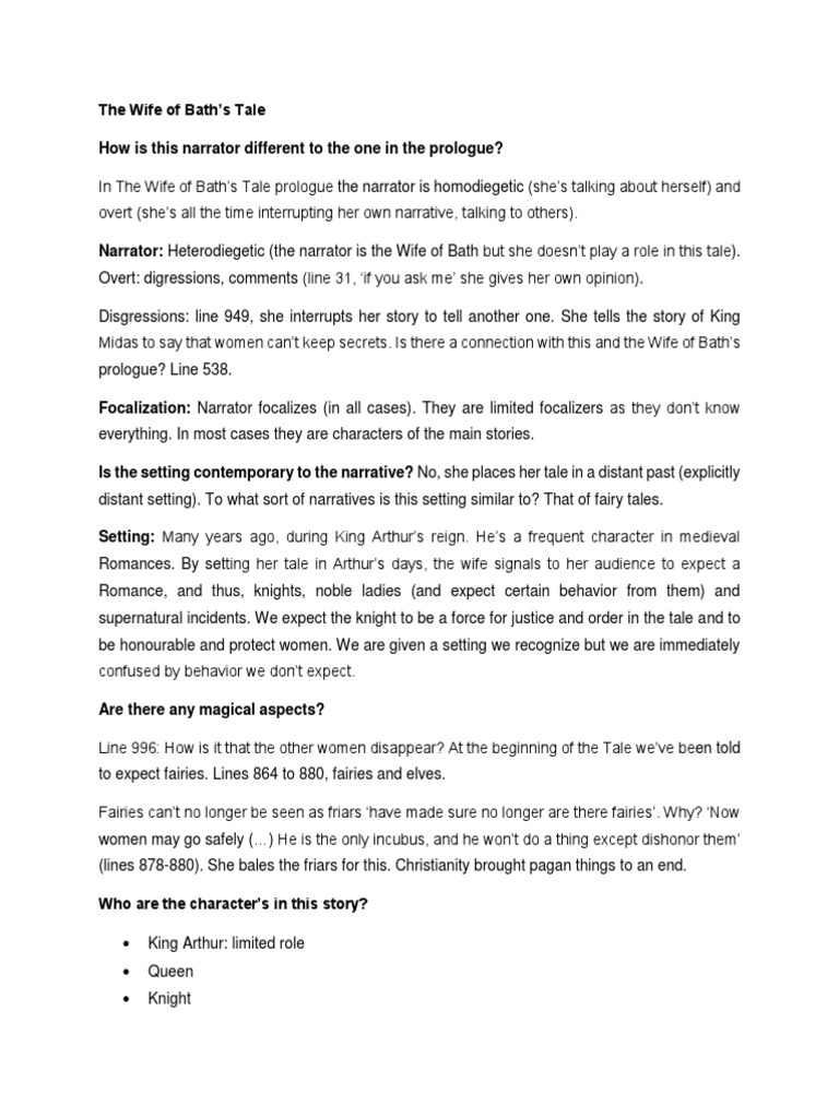 The Wife of Bath's Tale | PDF | Narration