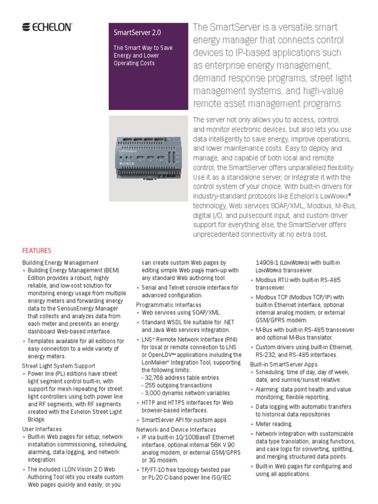 Echelon Smart Server Info | PDF | Internet Protocol Suite | Computer ...