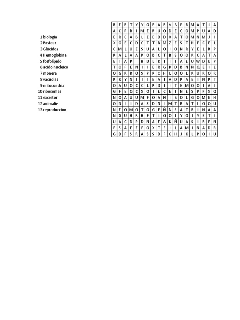 Sopa de Letras Biologia | PDF