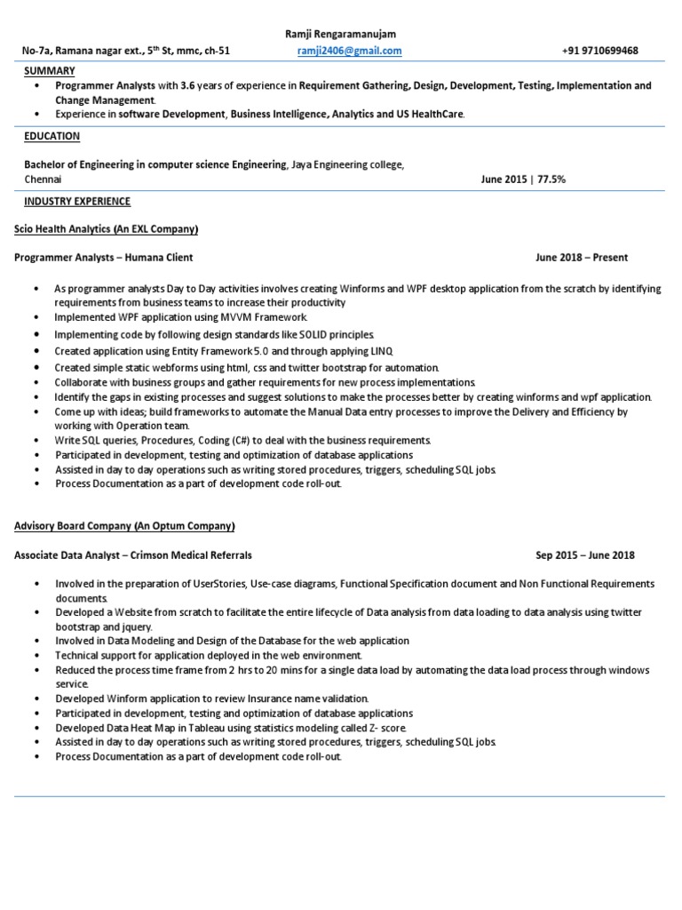 Sample Resume | PDF | Programmer | Software Development