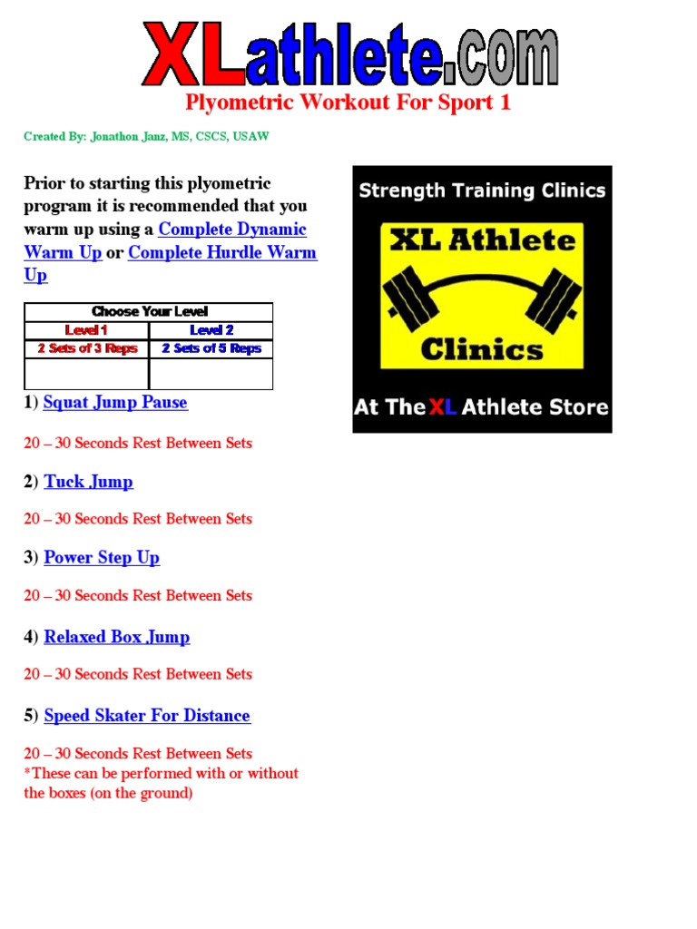 Plyometric Workout For Sport 1 | PDF | Wellness | Science & Mathematics