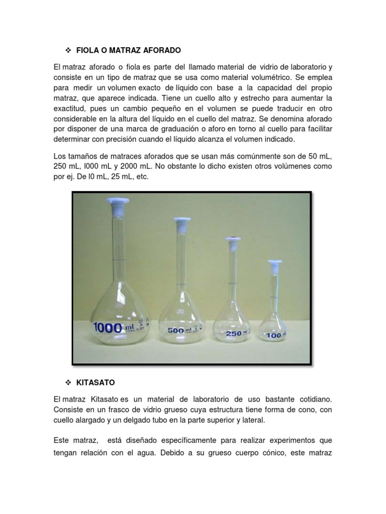 Fiola o Matraz Aforado | PDF | Filtración | Destilación