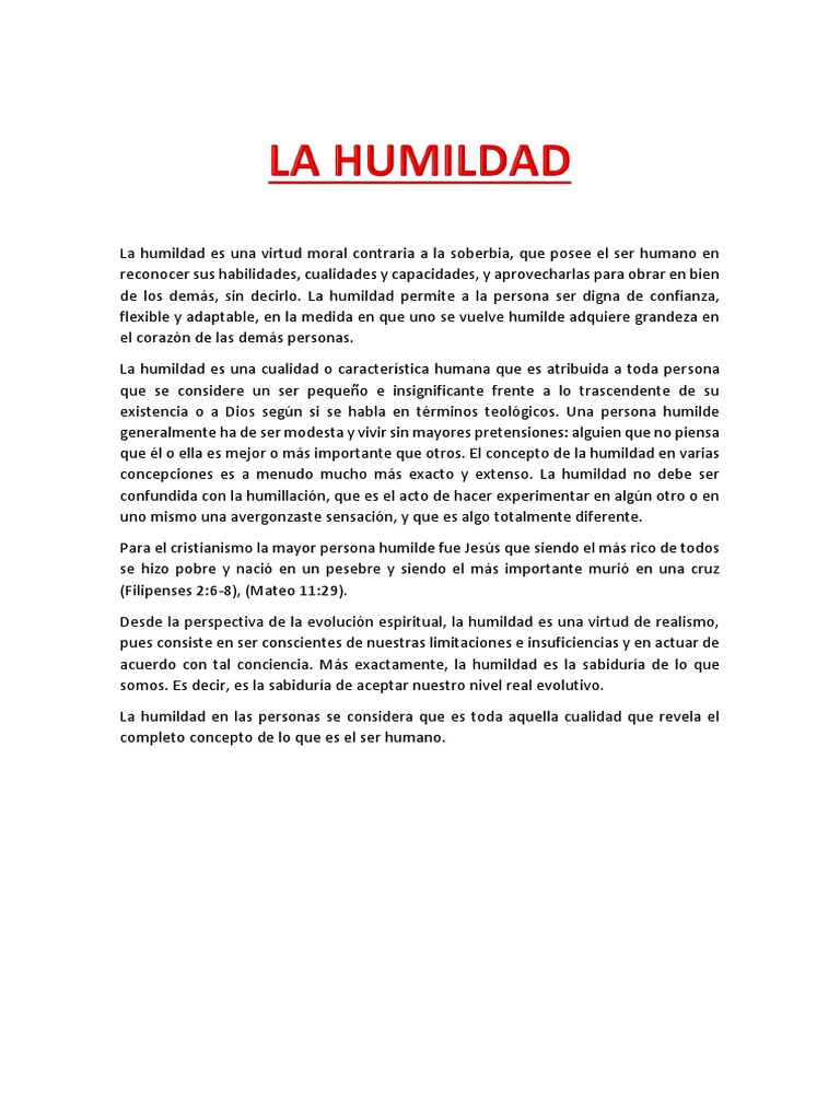 La Humildad | PDF | Conceptos psicologicos | Teorías filosóficas