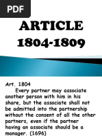 Article 1767 - 1867 Summary | PDF | Partnership | Law Of Agency