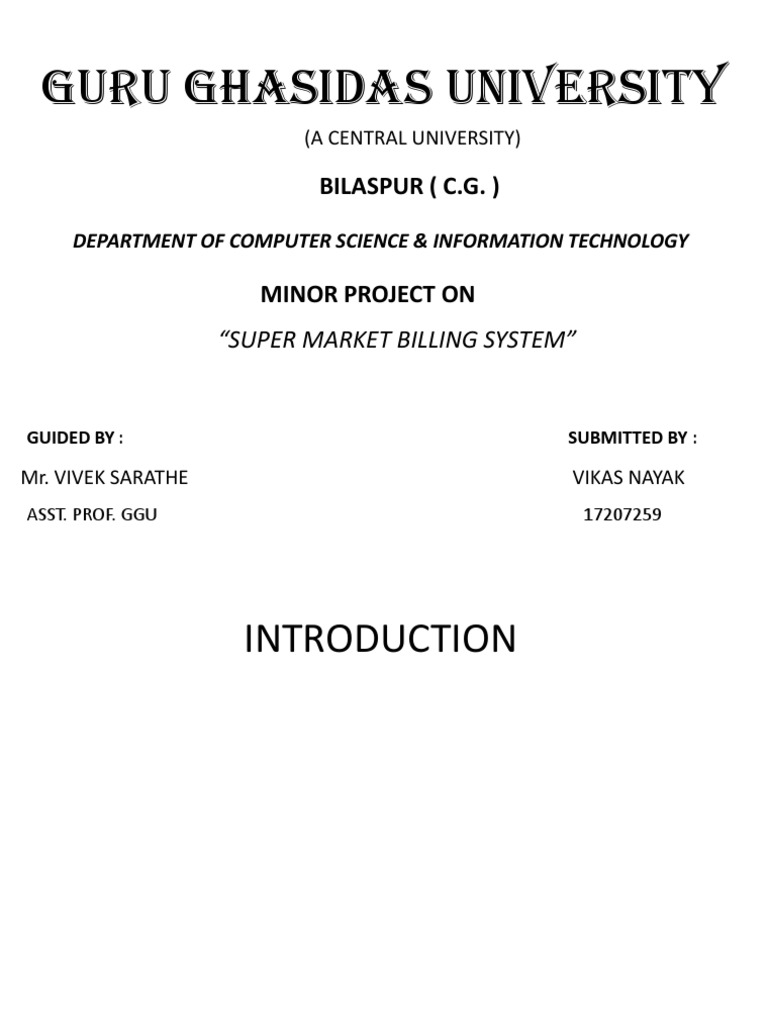 Guru Ghasidas University: Bilaspur (C.G.) | PDF