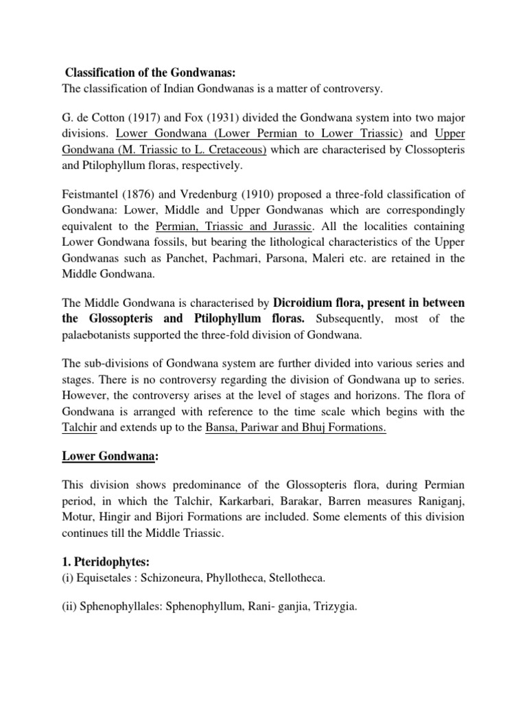 Classification of the Gondwanas: Divisions of the Gondwana System Based ...