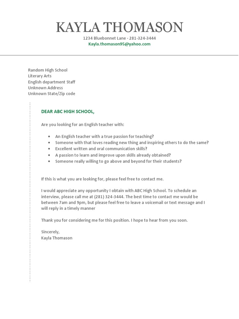 Fake Cover Letter Revised