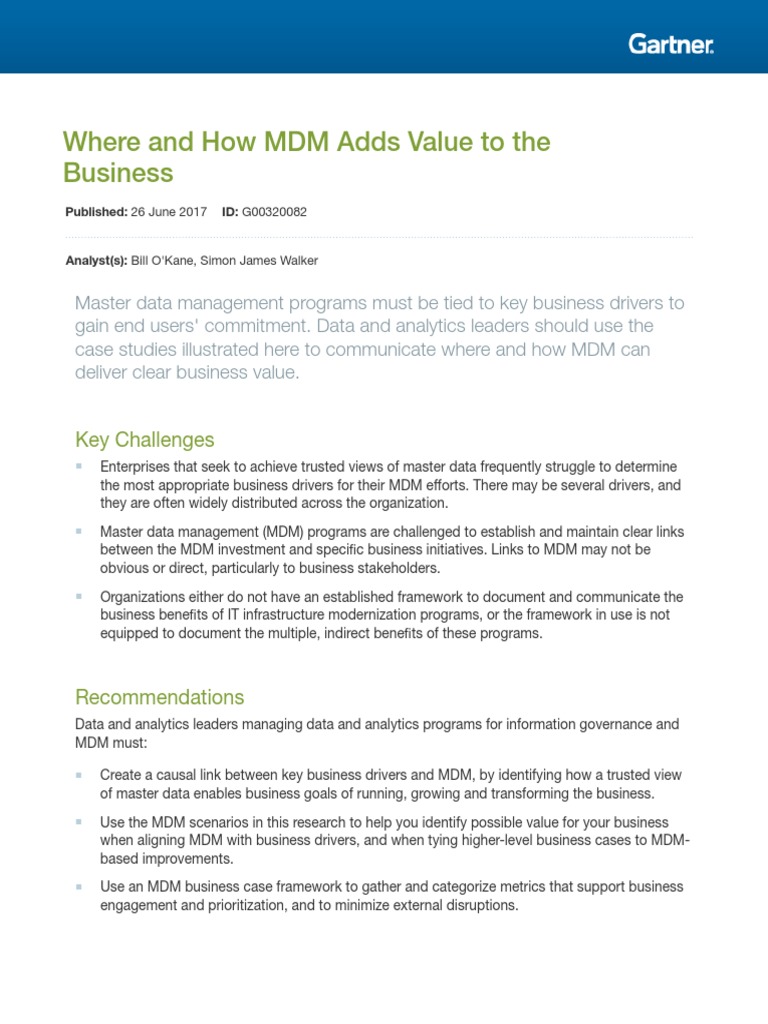 Where and How MDM Adds Value To The Business | PDF | Business ...