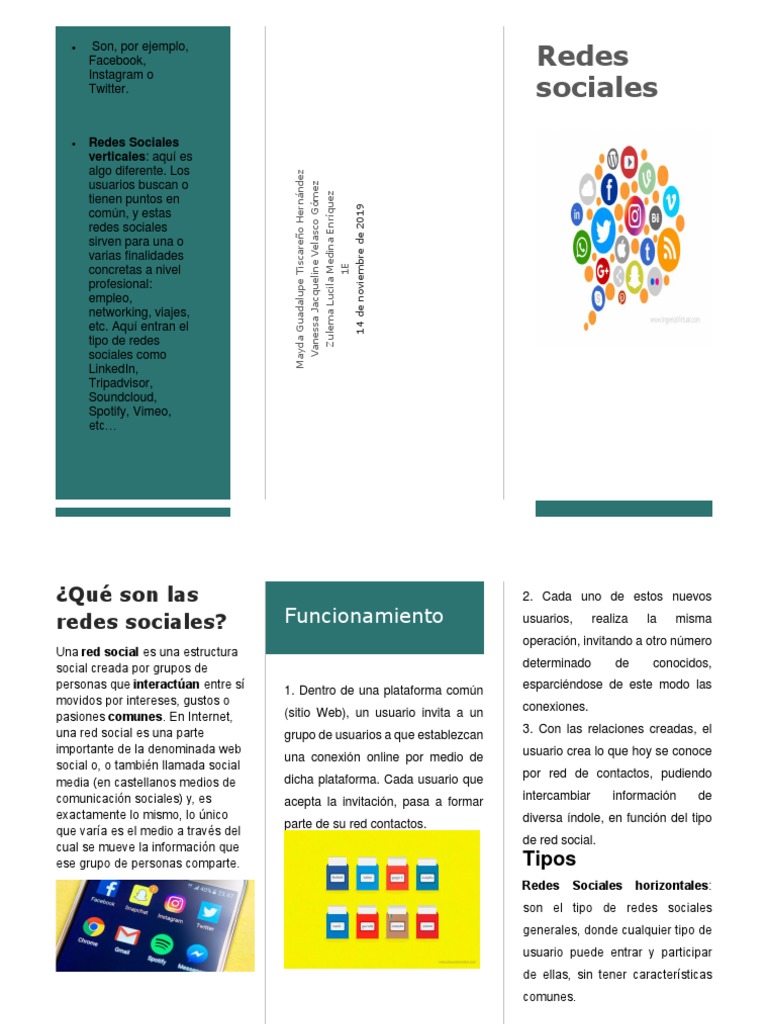 Triptico de Redes Sociales | Descargar gratis PDF | Servicio de redes sociales | Red social