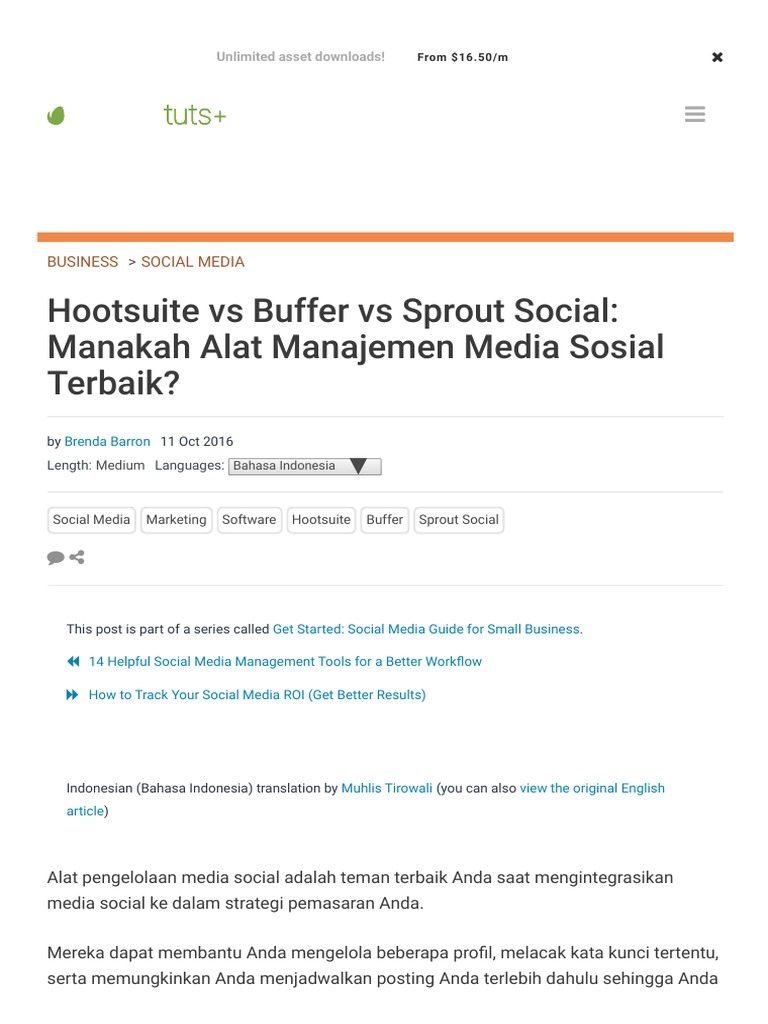 Hootsuite Vs Buffer Vs Sprout Social - Manakah Alat Manajemen Media Sosial Terbaik | PDF