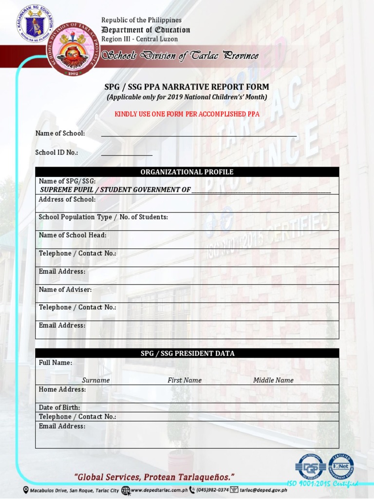 SPG-SSG Narrative Report - National Childrens Day (November) | PDF