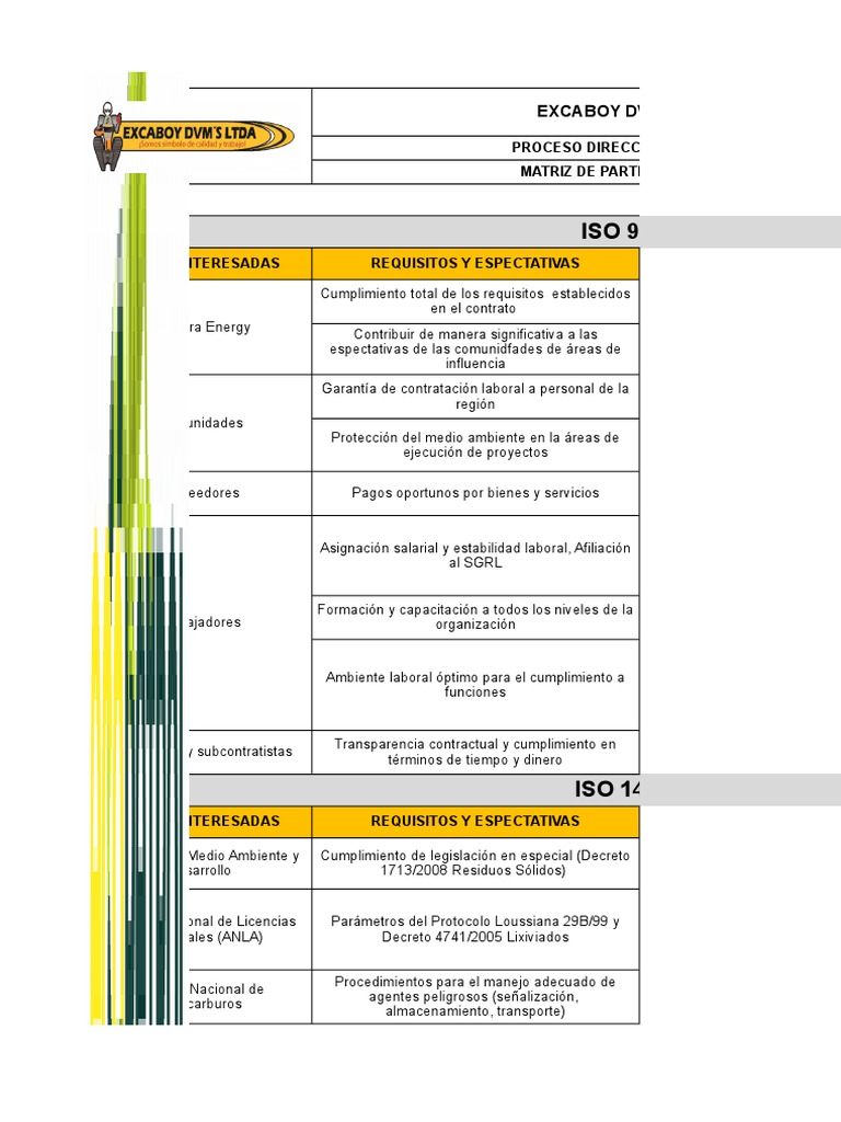 Matriz de Partes Interesadas ISO 9001 | PDF | Salud y bienestar | Medicina