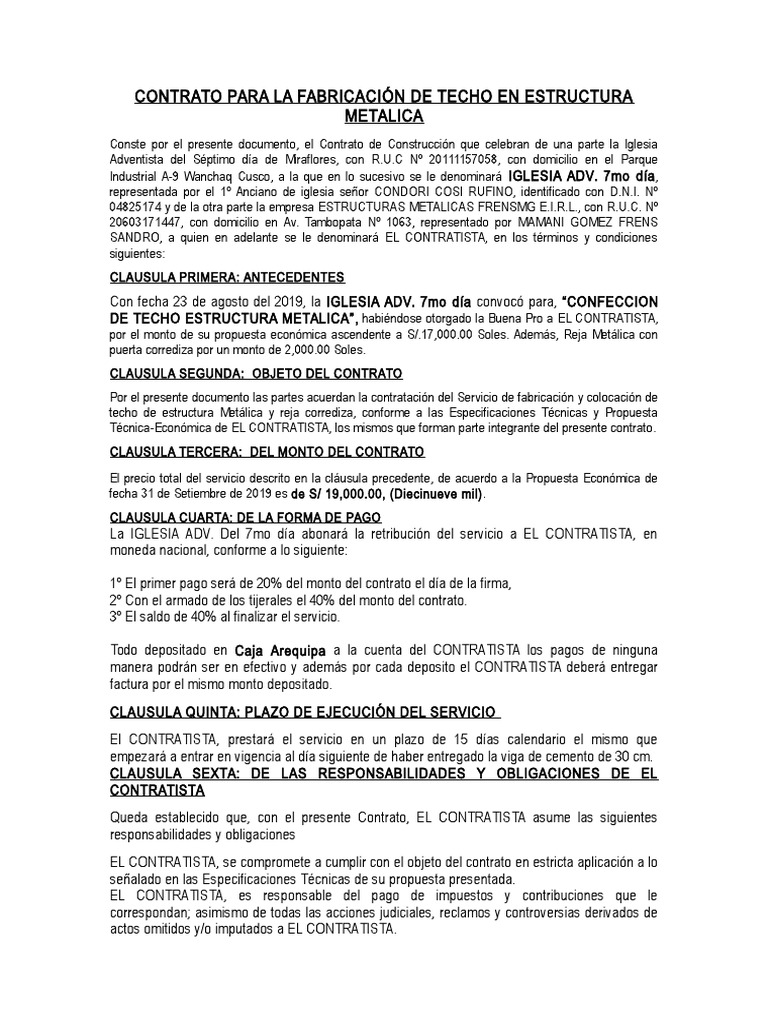 Contrato de Construccion | PDF