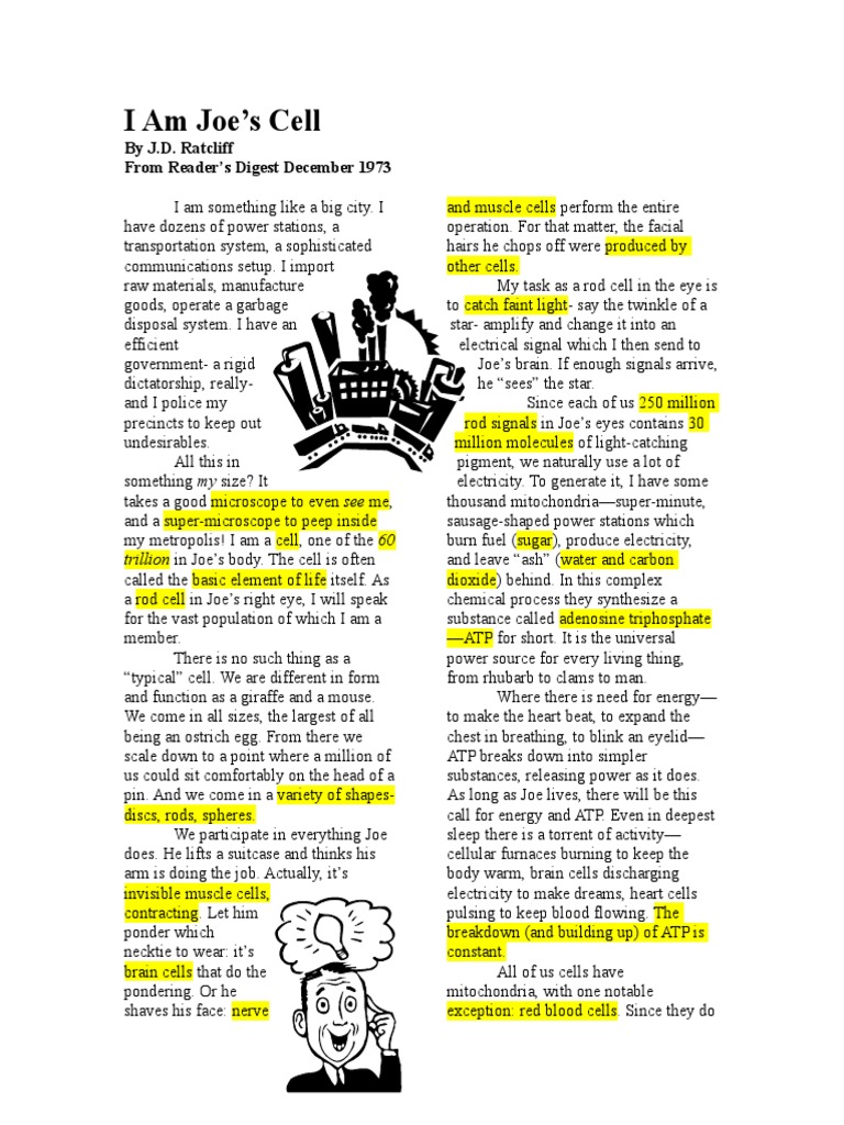 I Am Joe's Cell: by J.D. Ratcliff From Reader's Digest December 1973 ...