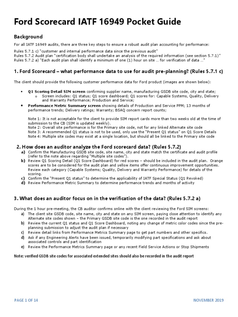 Ford Scorecard Pocket Guide6Nov2019 | PDF | Performance Indicator ...