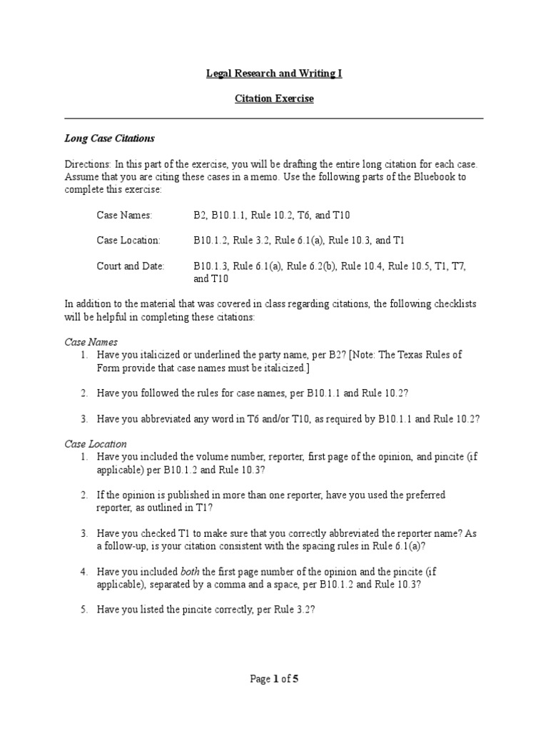 12 - Citation Exercise | PDF | Case Citation | United States Code