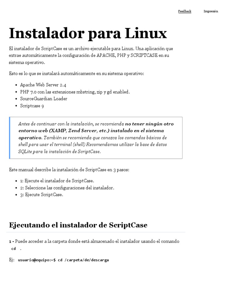 Instalador para Linux - Scriptcase Manual PDF | PDF | Point and Click | Php