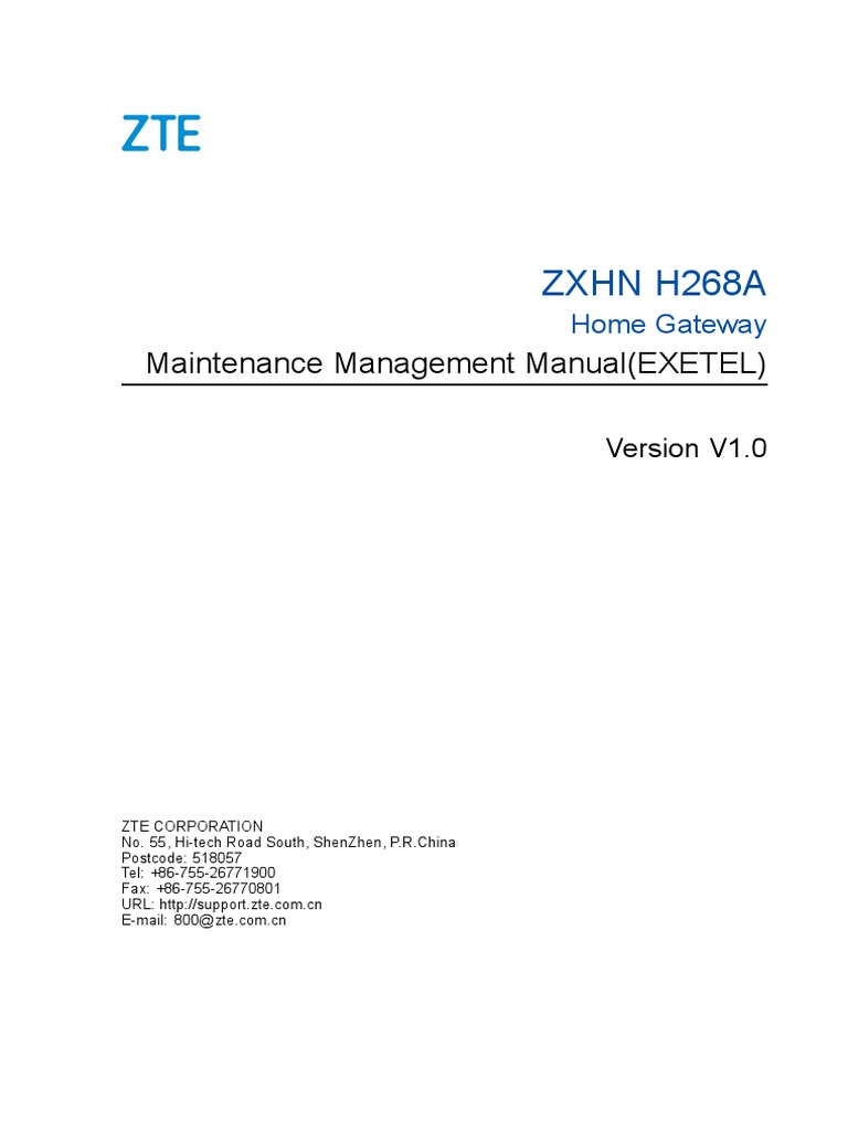 ZXHN H268A (V1.0) Maintenance Management (EXETEL) - 8march2017 | PDF ...
