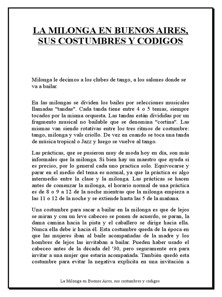 Códigos de La Milonga | PDF | Musica Tango | Bailes