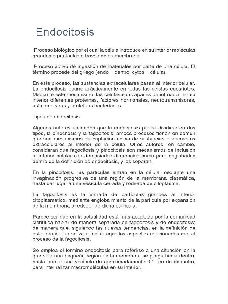 Endocitosis | PDF | Membrana celular | Receptor (Bioquímica)
