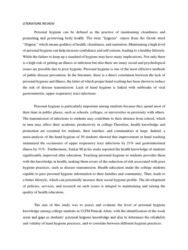 Literature Review | PDF | Hygiene | Hand Washing