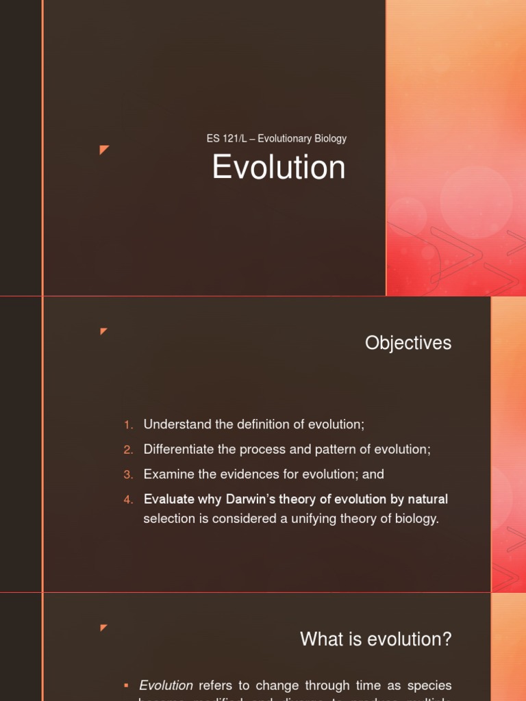 Evolution: ES 121/L - Evolutionary Biology | PDF | Evolution | Natural ...
