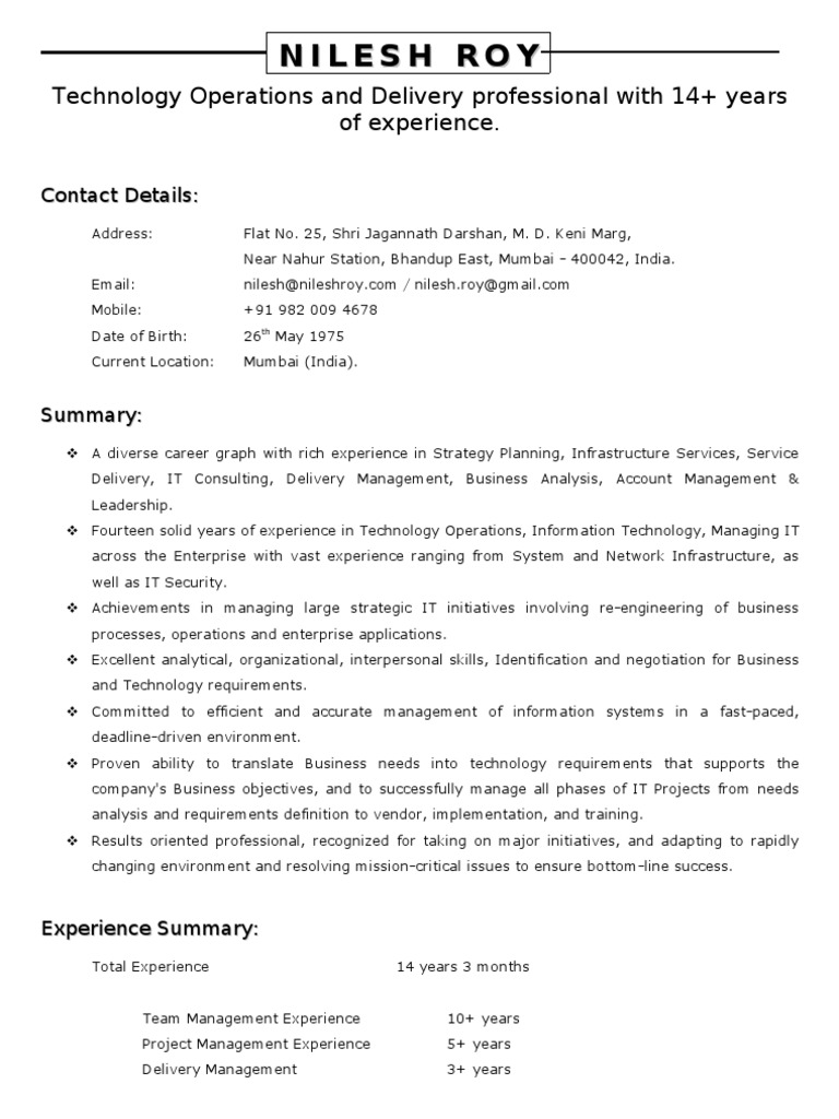 Nilesh Roy's Resume | PDF | Citrix Systems | Computer Network