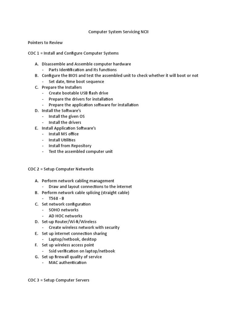 Computer System Servicing NCII Guide | PDF