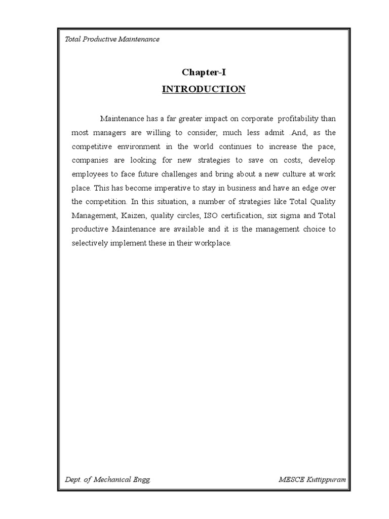 TPM Master Plan Explained | PDF | Engineering | Business