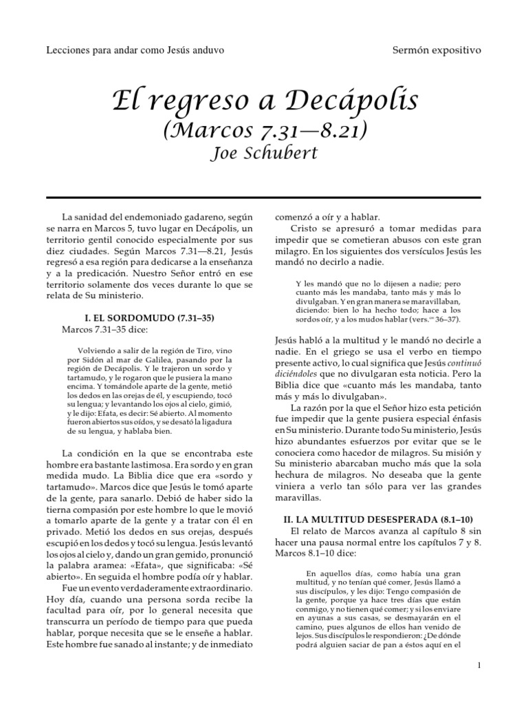 El Regreso A Decapolis | PDF | Evangelio de Marcos | Herodes el grande