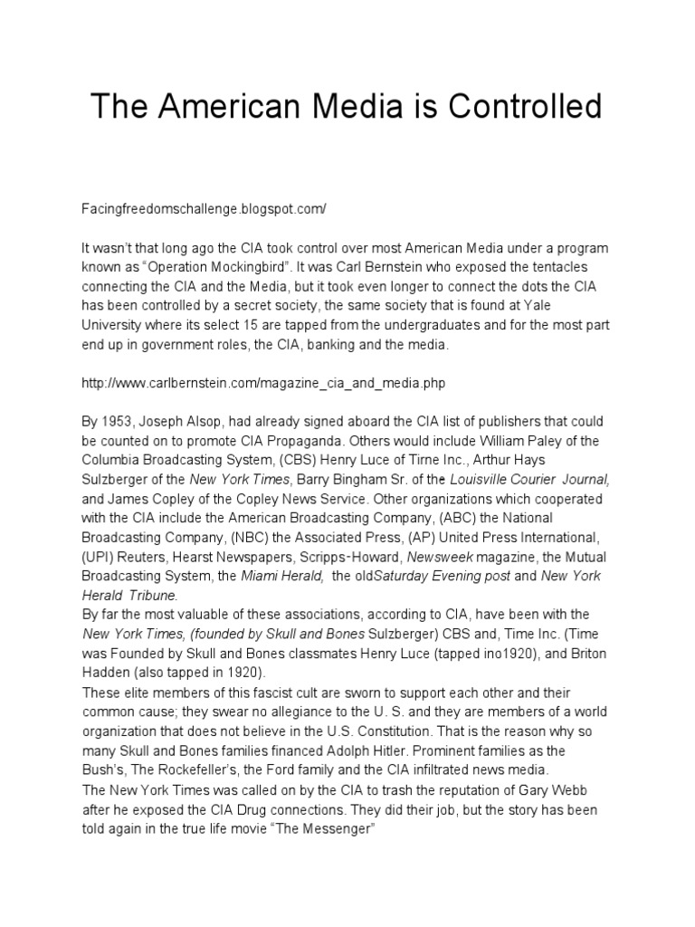 CIA's Control Over American Media | PDF | George H. W. Bush