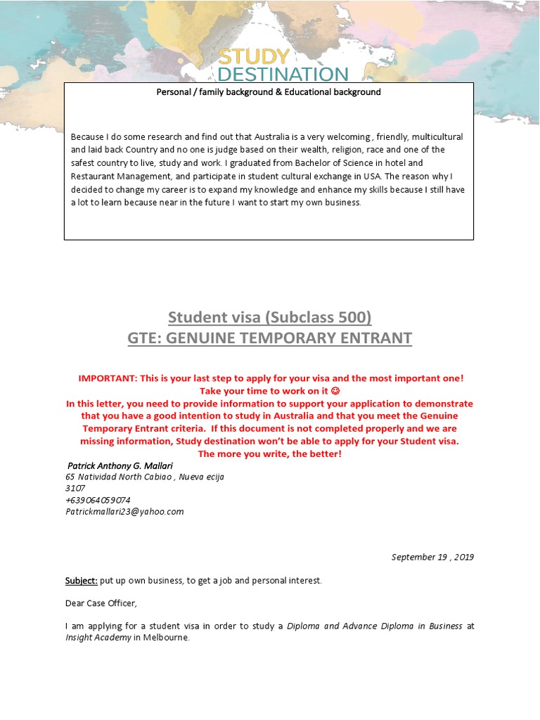 GTE Template (2) (1) .Docx Patrick | PDF | Behavior Modification ...