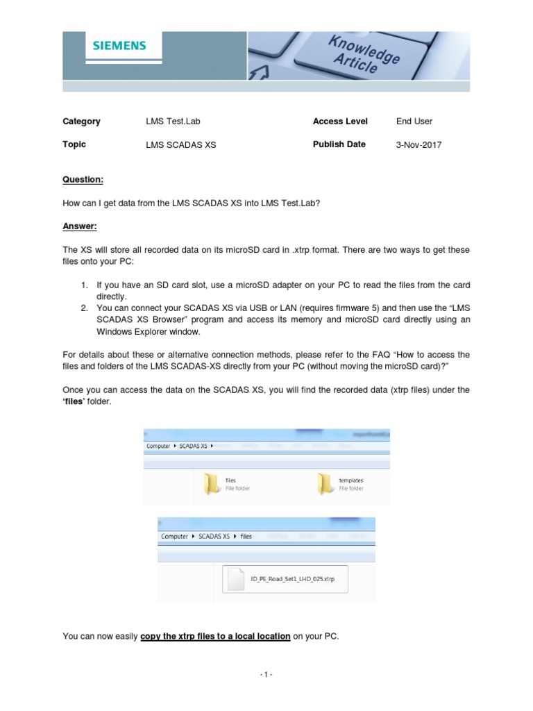 Importing LMS SCADAS XS Data to Test.Lab | PDF
